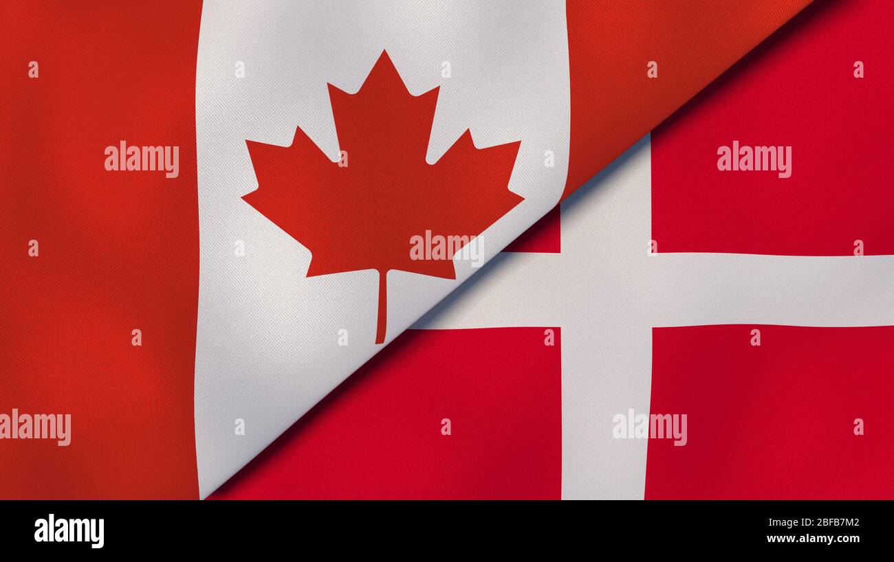 Two states flags of Canada and Denmark. High quality business ...