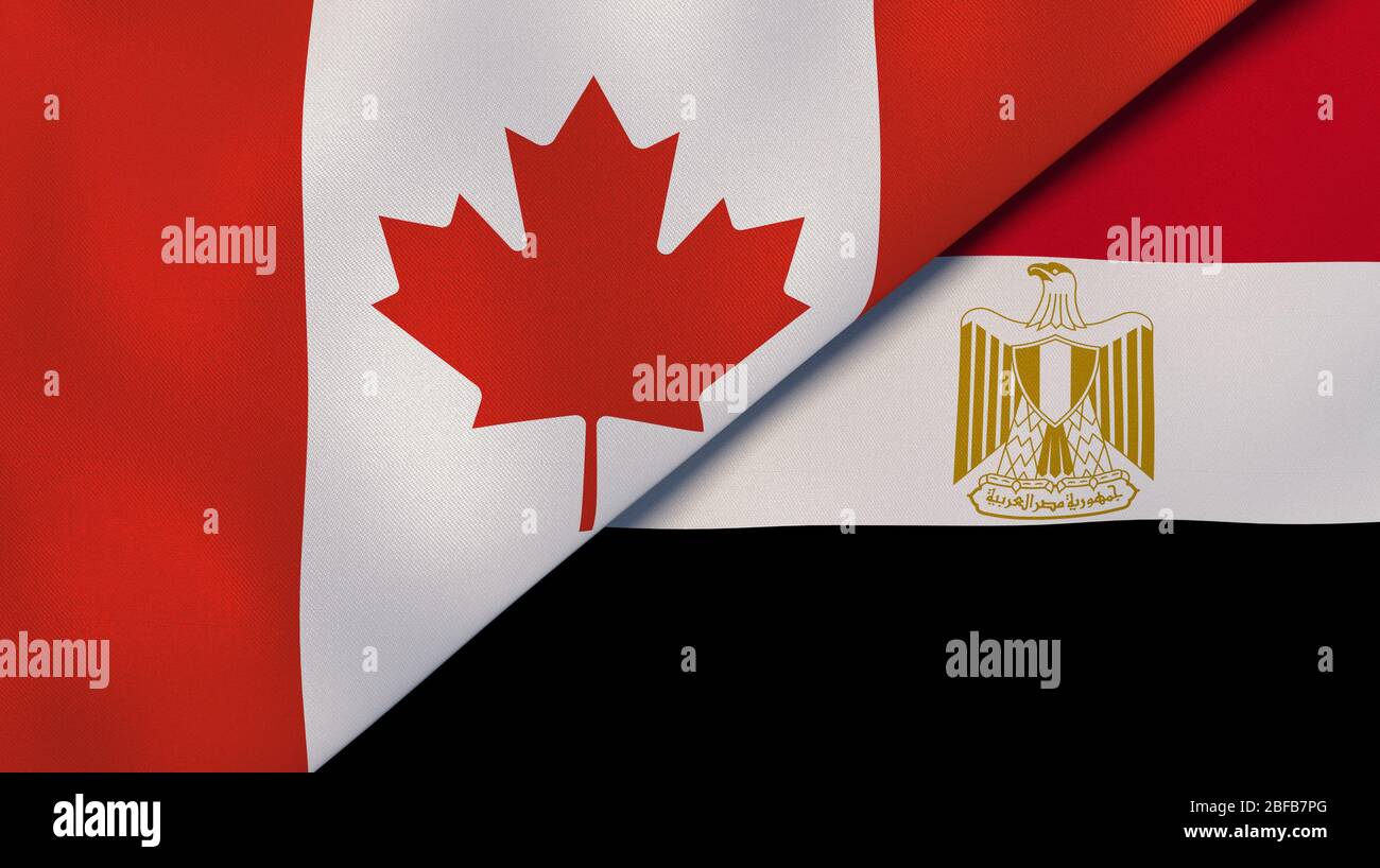 Two states flags of Canada and Egypt. High quality business background ...