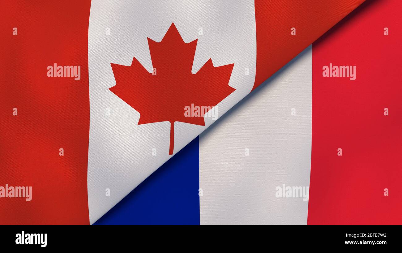 Two states flags of Canada and France. High quality business background ...