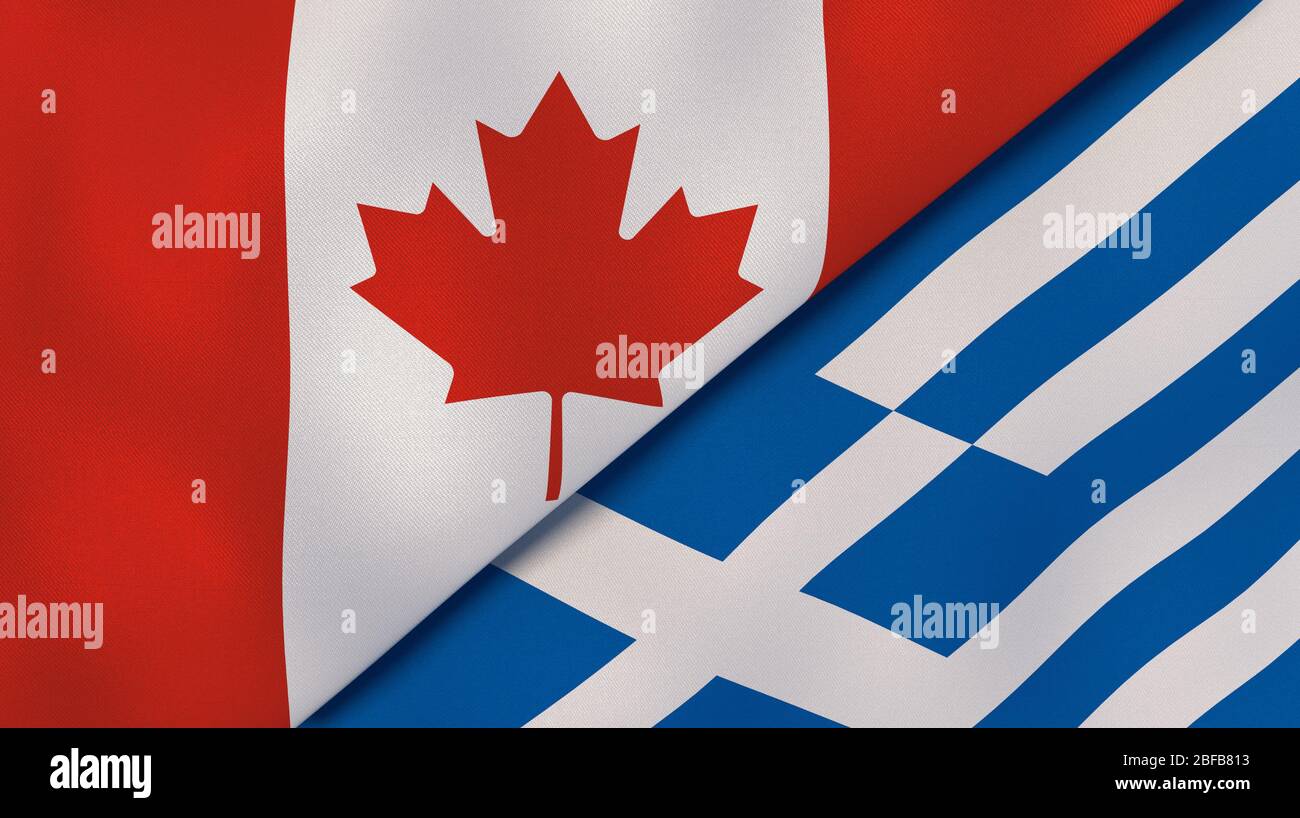 Two states flags of Canada and Greece. High quality business background ...