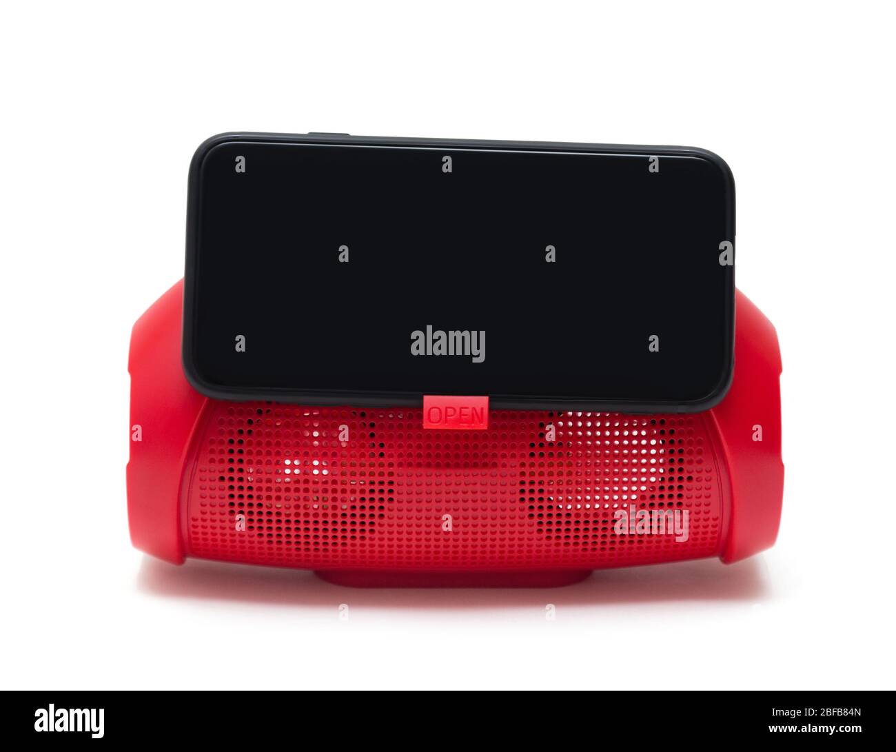 portable red mobile phone speaker boombox with phone stand and ...