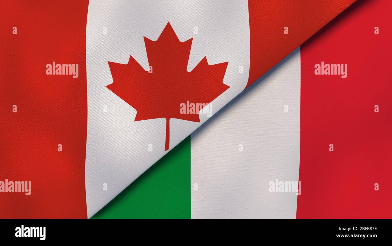 Two states flags of Canada and Italy. High quality business background ...