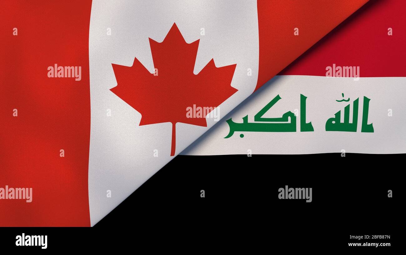 Two states flags of Canada and Iraq. High quality business background ...