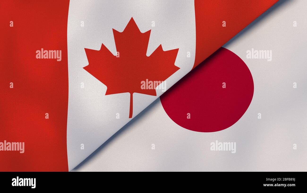 Two states flags of Canada and Japan. High quality business background ...