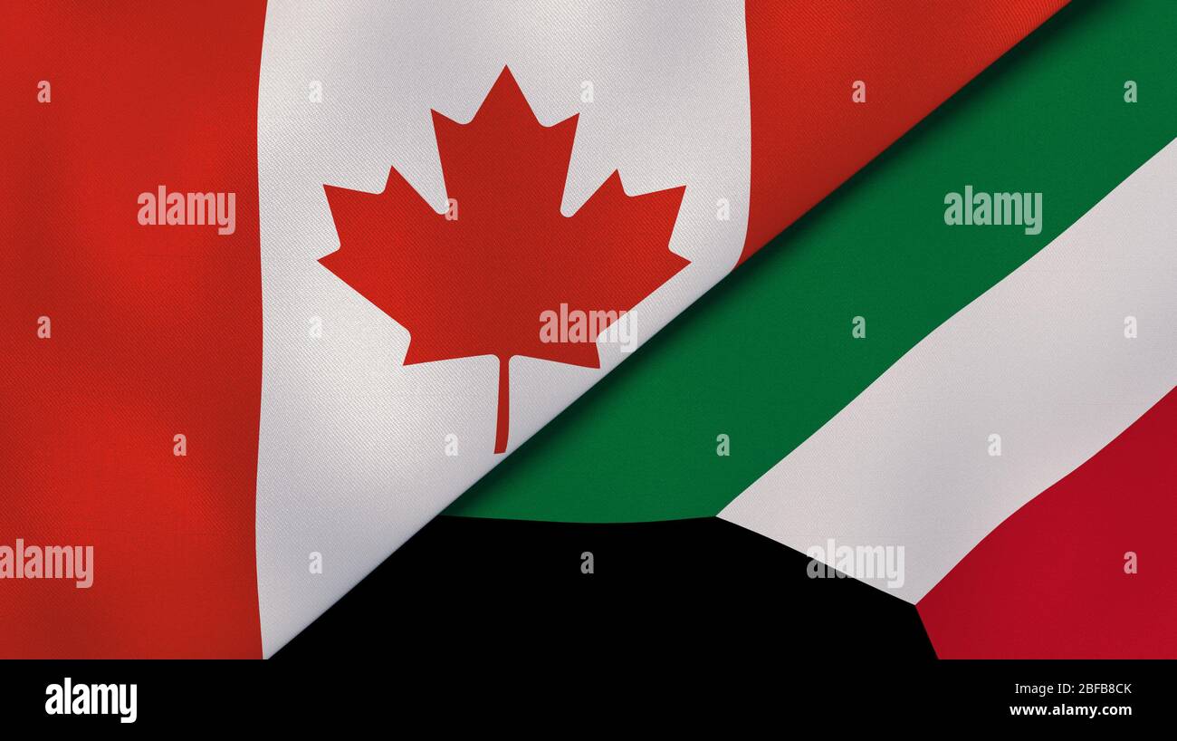 Two states flags of Canada and Kuwait. High quality business background ...