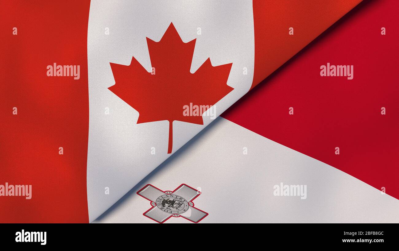 Two states flags of Canada and Malta. High quality business background ...