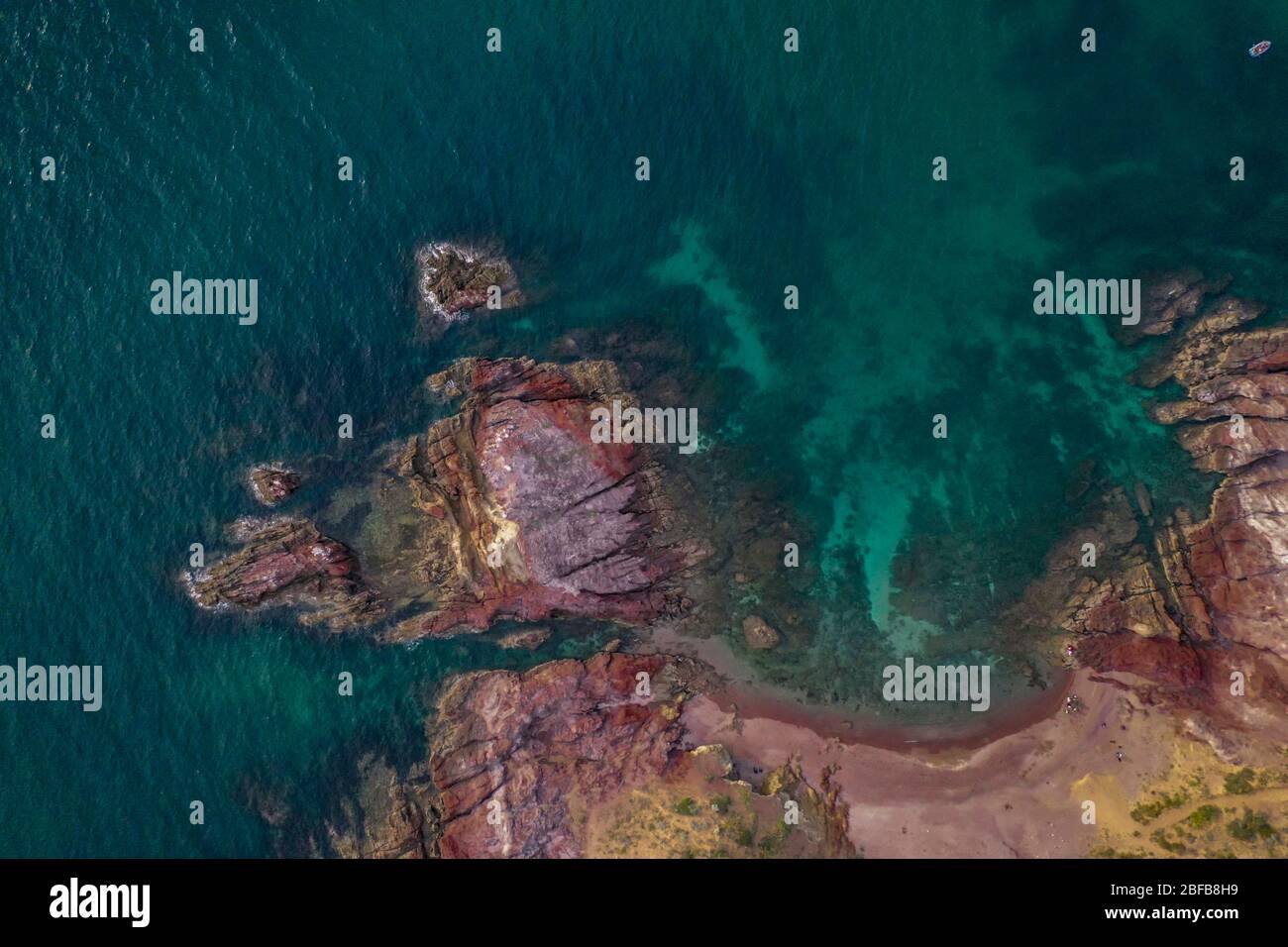 Aerial view of Cerro and Playa el Colorado in Sonora Mexico. rocky ...