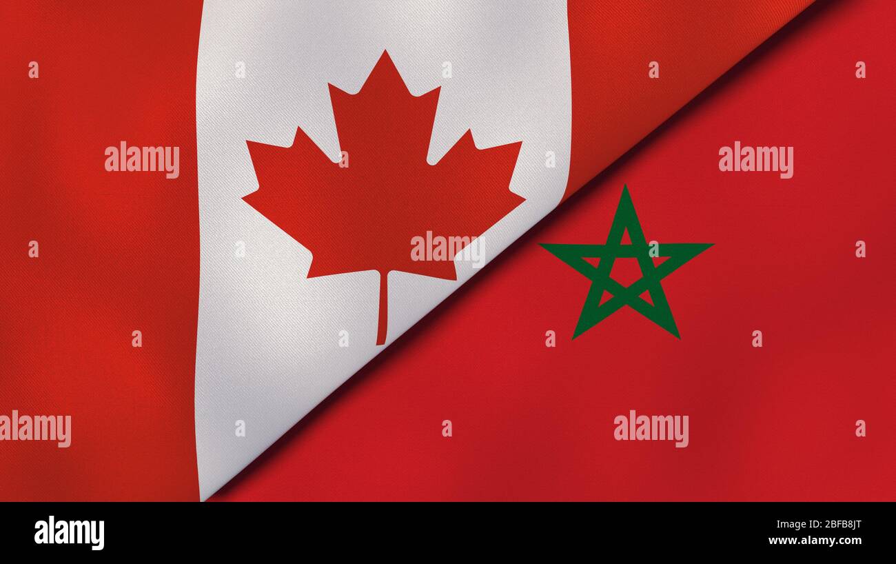 Two states flags of Canada and Morocco. High quality business ...