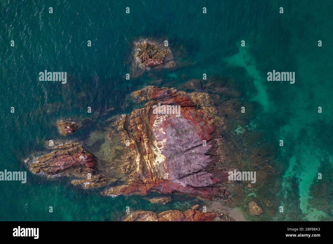 Aerial view of Cerro and Playa el Colorado in Sonora Mexico. rocky ...