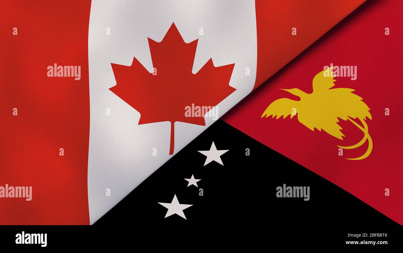 Two states flags of Canada and Papua New Guinea. High quality business ...