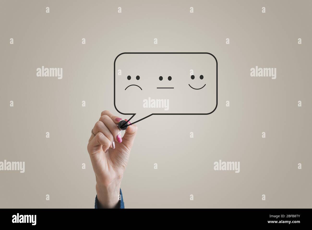 Customer feedback conceptual image with smiling, sad and neutral face ...