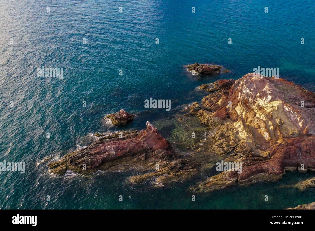Aerial view of Cerro and Playa el Colorado in Sonora Mexico. rocky ...