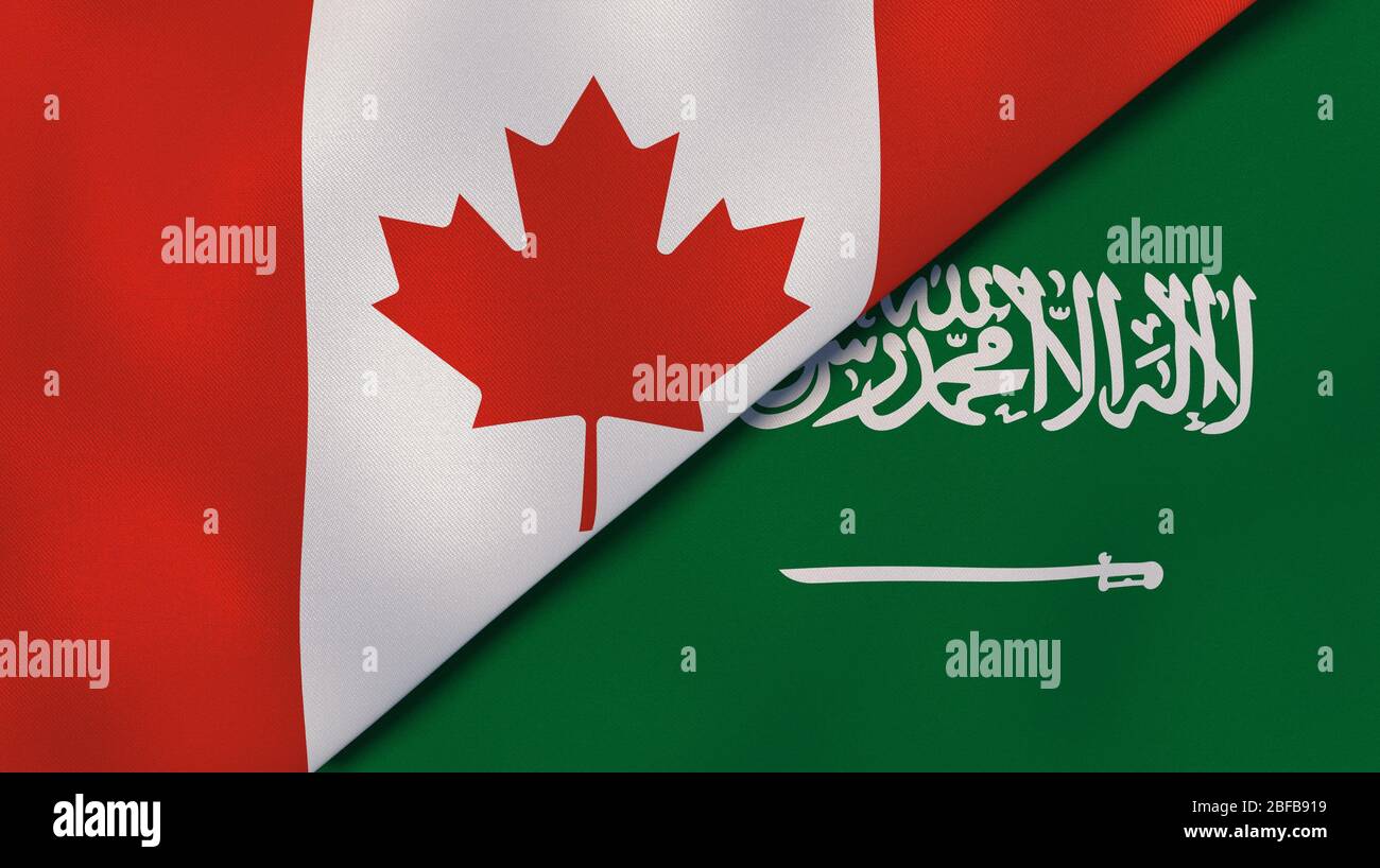 Two states flags of Canada and Saudi Arabia. High quality business ...