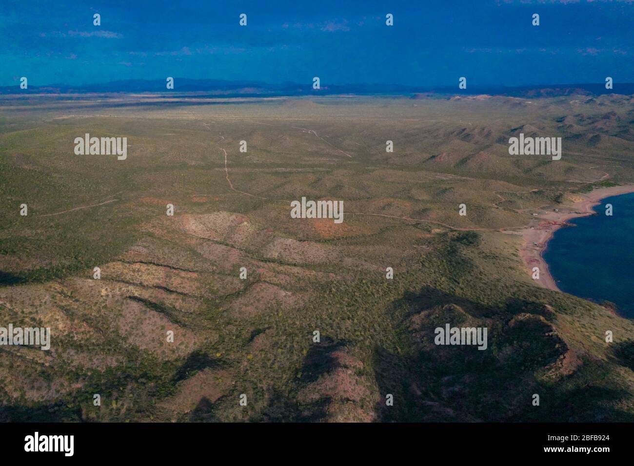 Aerial view of the Sonora desert, Mexico. mountains Vista aerea del ...