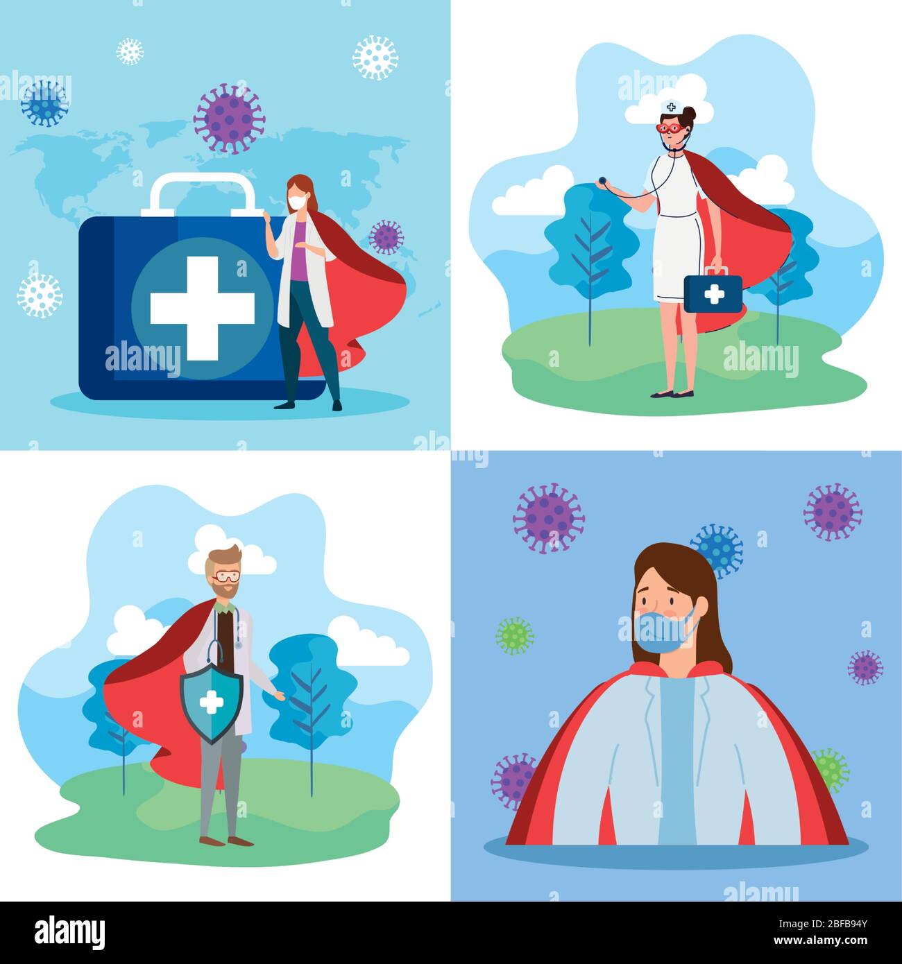 set banner of super doctors with hero cloak Stock Vector Image & Art ...