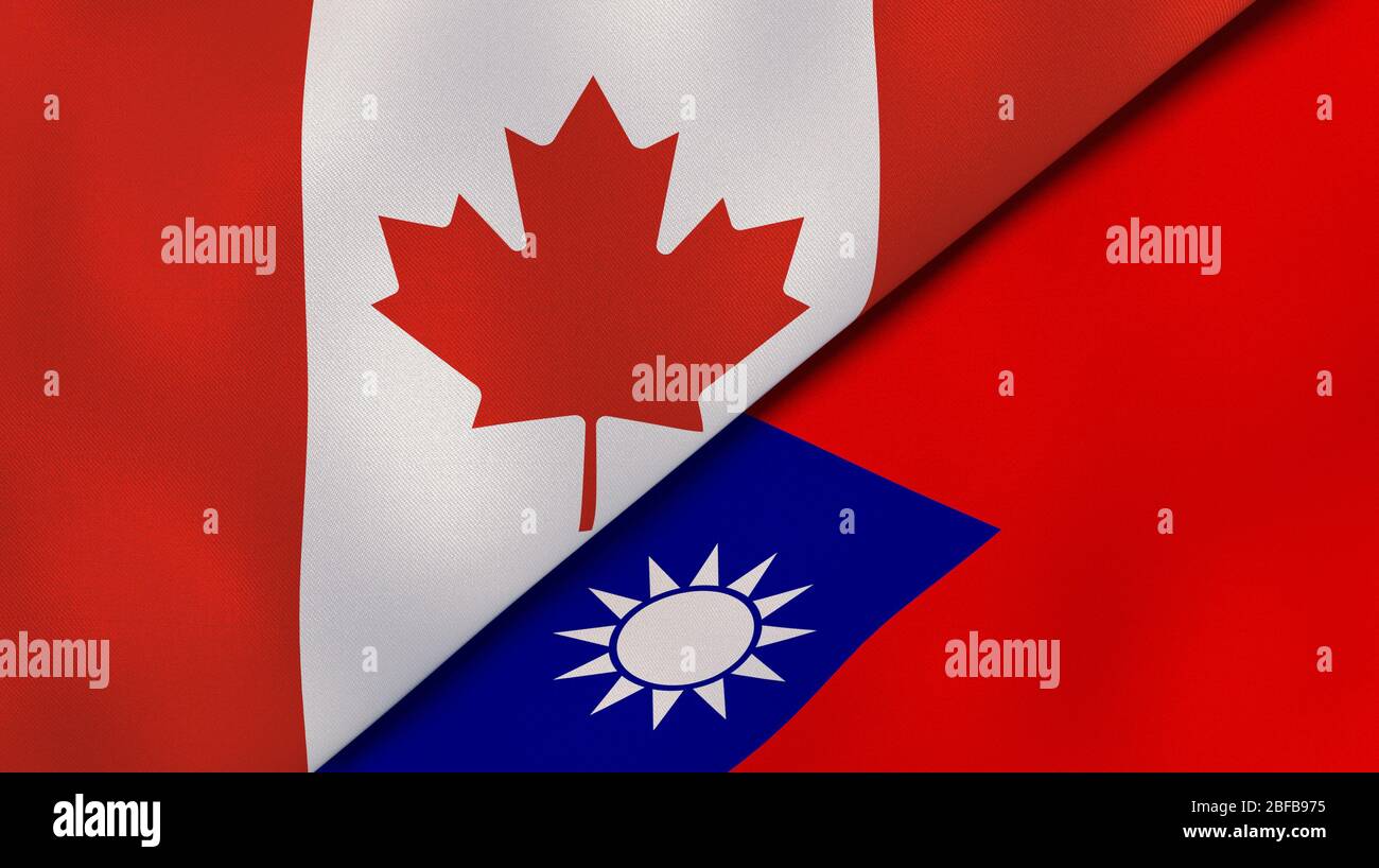 Two states flags of Canada and Taiwan. High quality business background ...