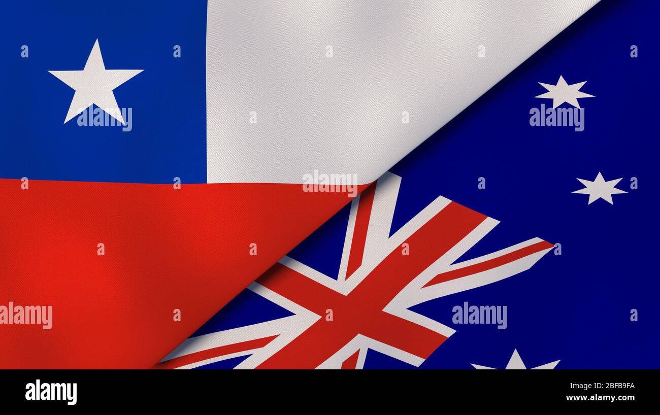 Two states flags of Chile and Australia. High quality business ...