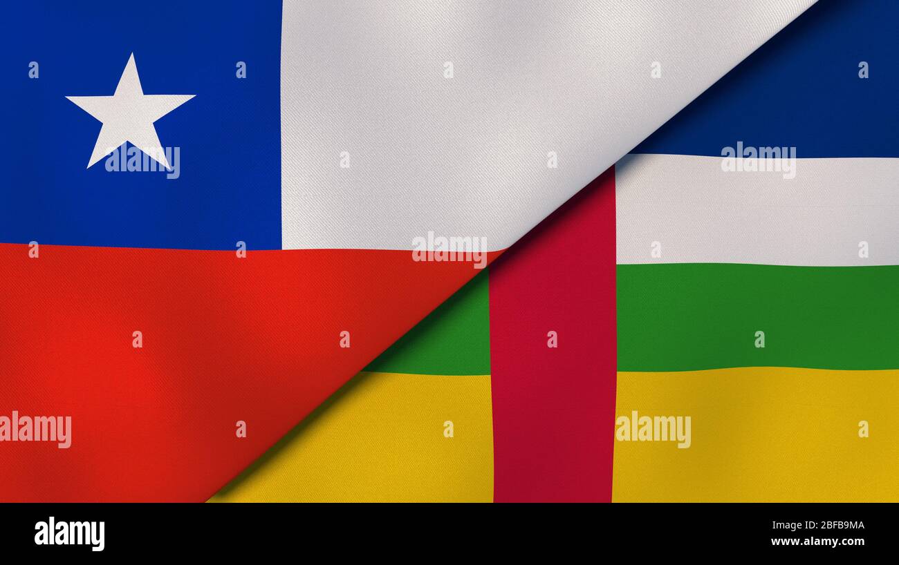 Two states flags of Chile and Central African Republic. High quality ...