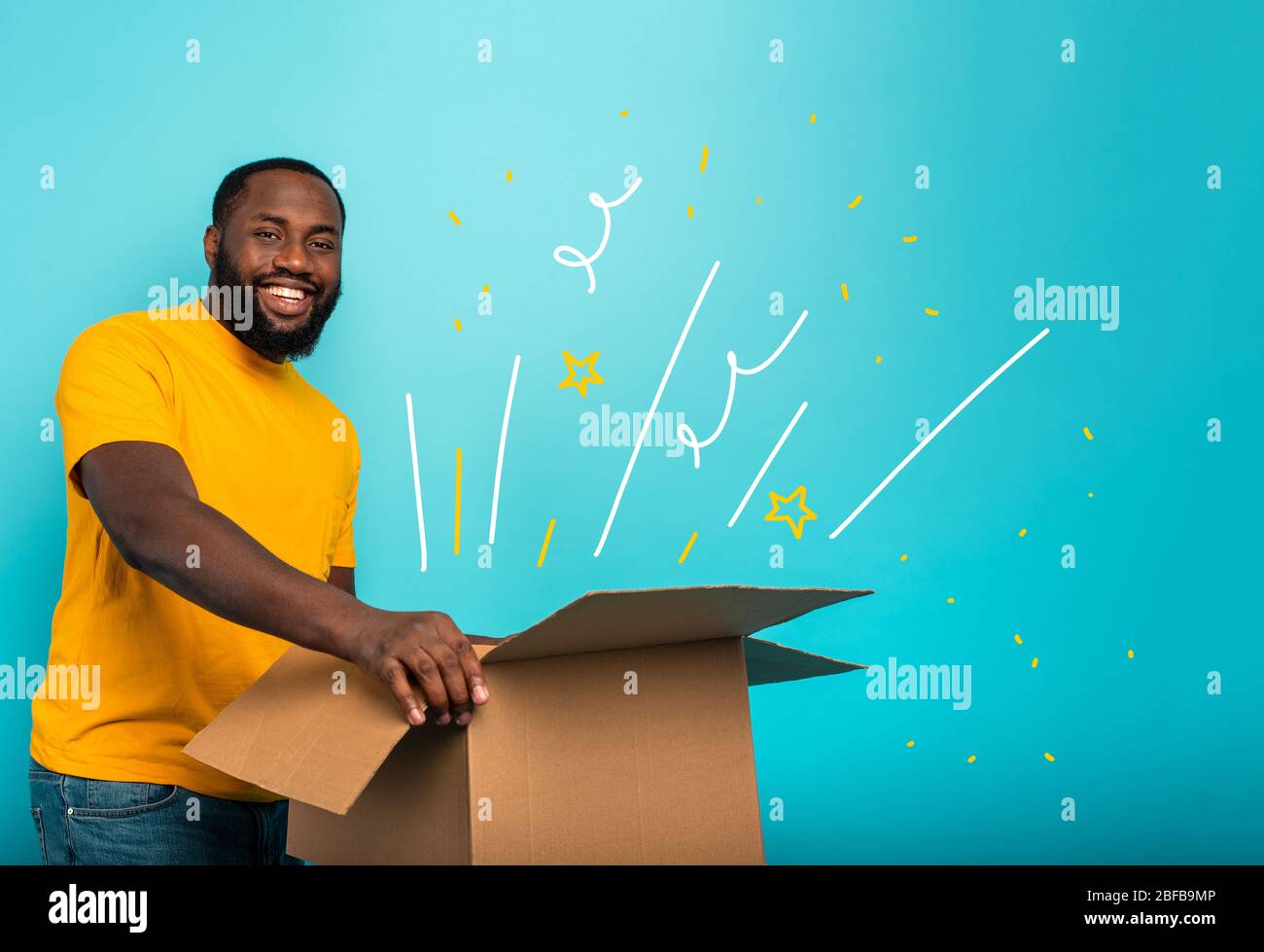 Boy with package hi-res stock photography and images - Alamy