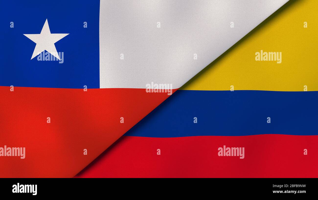 Two states flags of Chile and Colombia. High quality business ...