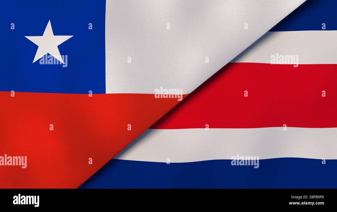Two states flags of Chile and Costa Rica. High quality business ...