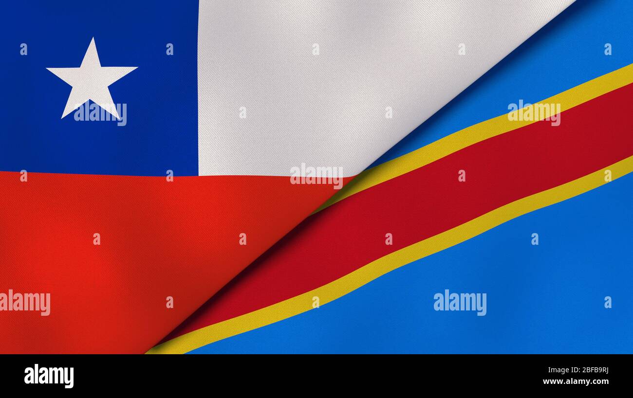 Two states flags of Chile and DR Congo. High quality business ...