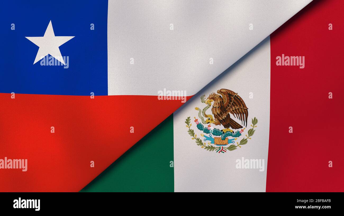 Two states flags of Chile and Mexico. High quality business background ...