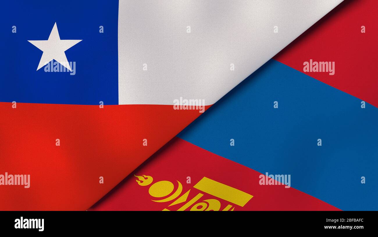 Two states flags of Chile and Mongolia. High quality business ...