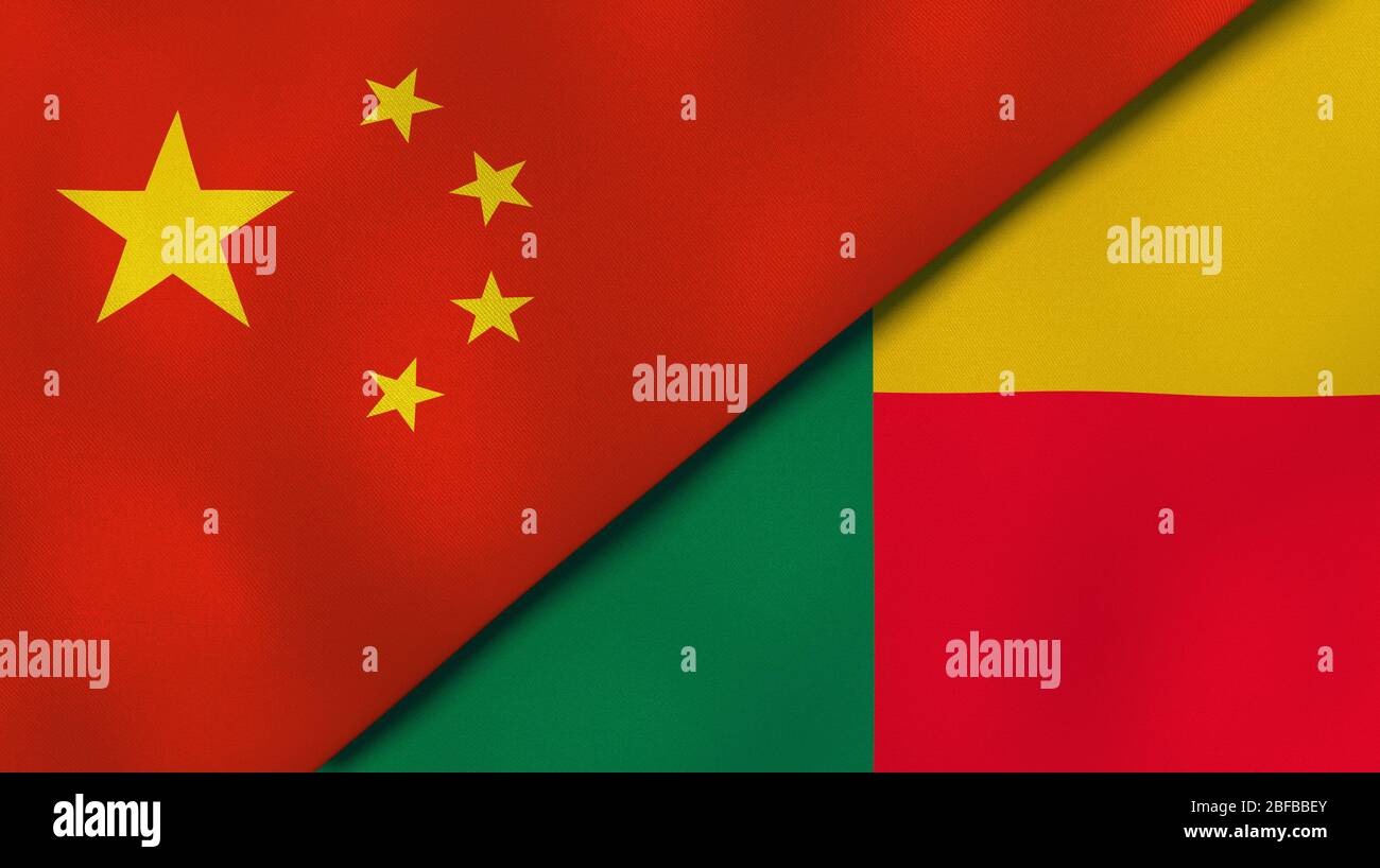Two states flags of China and Benin. High quality business background ...