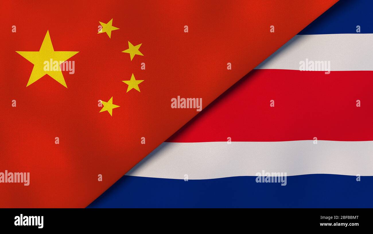Two states flags of China and Costa Rica. High quality business ...