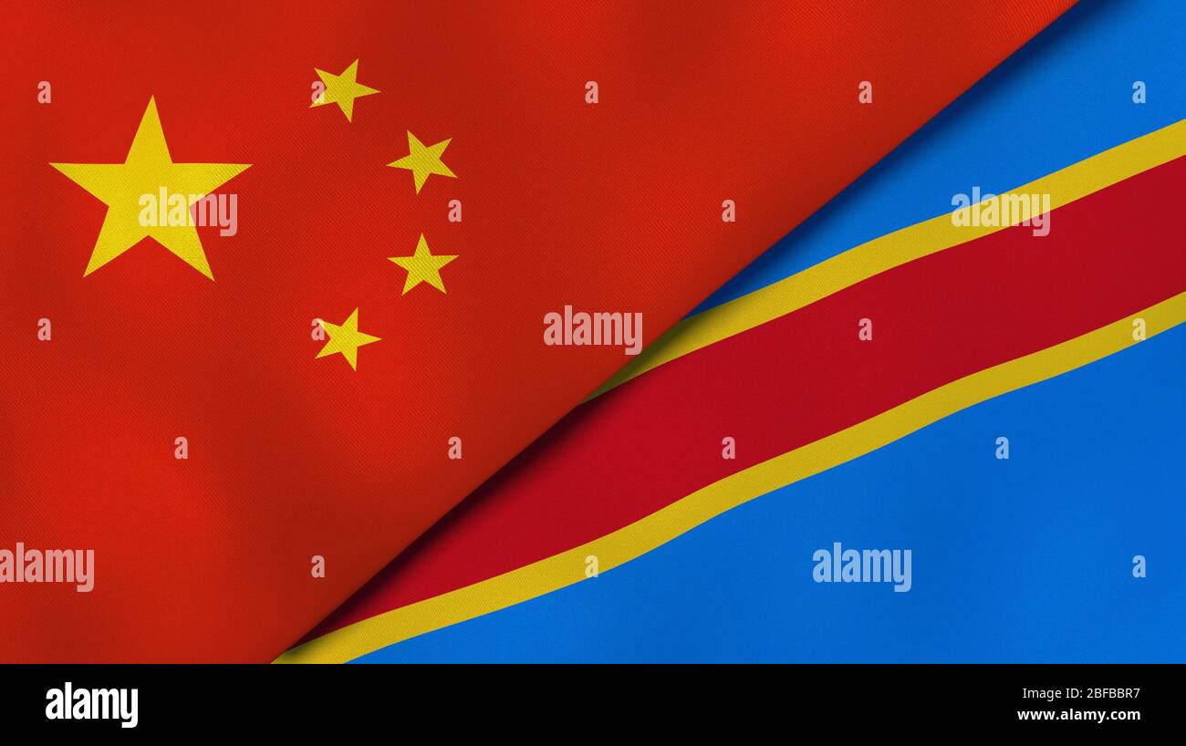 Two states flags of China and DR Congo. High quality business ...