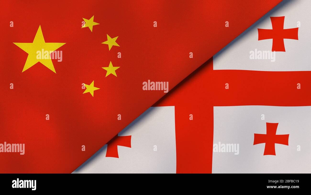 Two states flags of China and Georgia. High quality business background ...