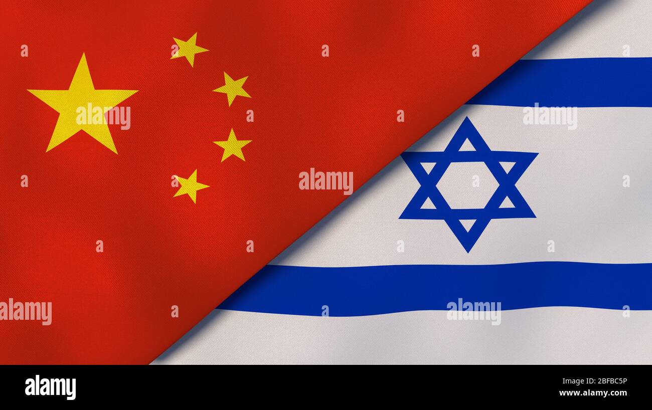 Two states flags of China and Israel. High quality business background ...