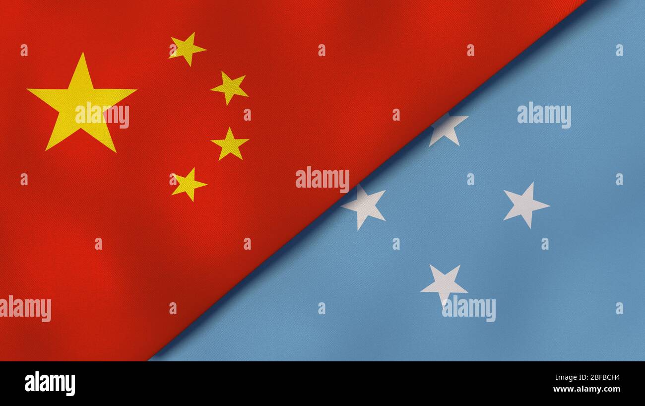 Two states flags of China and Micronesia. High quality business ...
