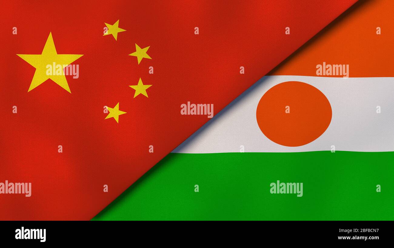 Two states flags of China and Niger. High quality business background ...