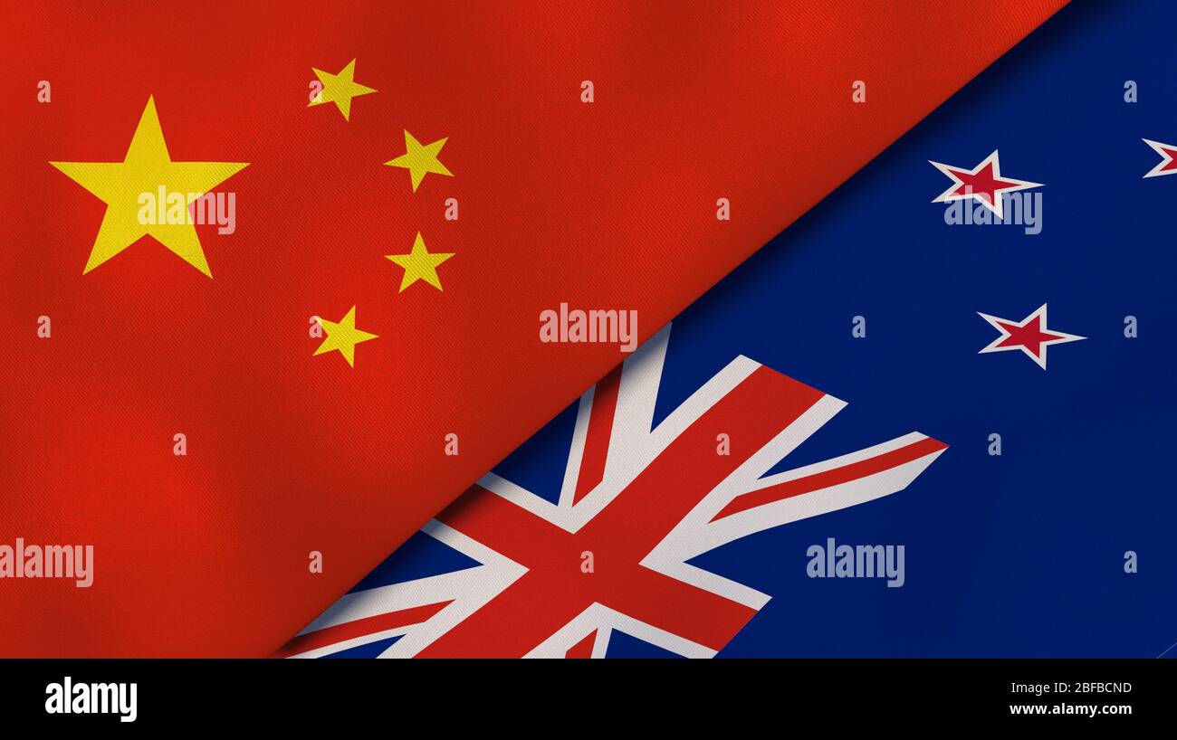 Two states flags of China and New Zealand. High quality business ...