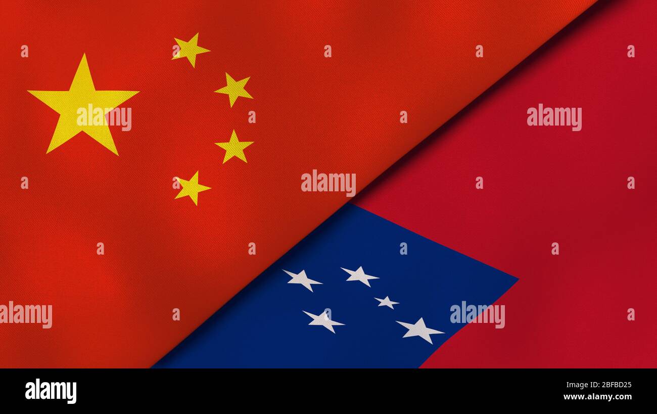 Two states flags of China and Samoa. High quality business background ...