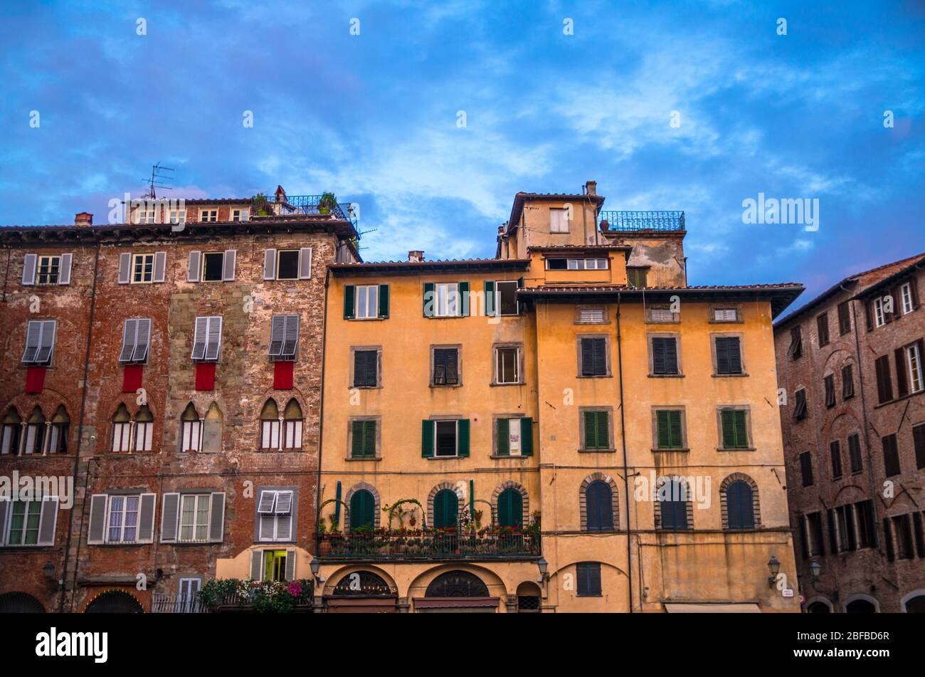 Typical traditional italian buildings on Piazza San Michele square in ...
