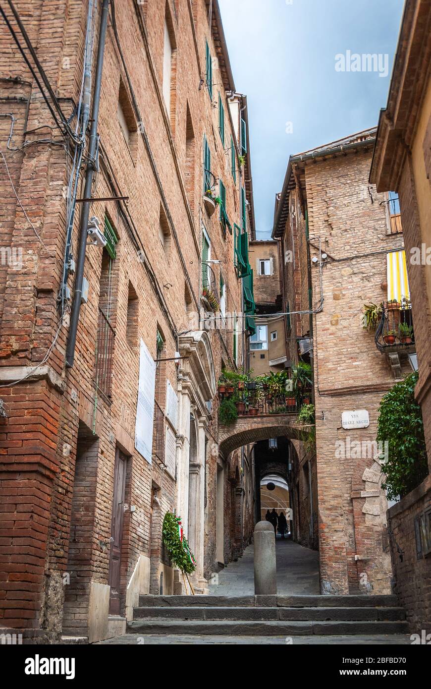 Siena ghetto, alley with the Synagogue of Siena, Tuscany, Italy. Old ...