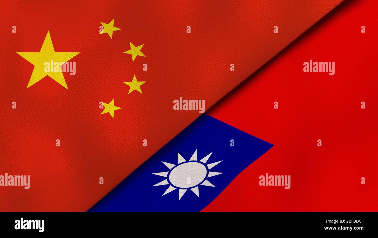 Two states flags of China and Taiwan. High quality business background ...