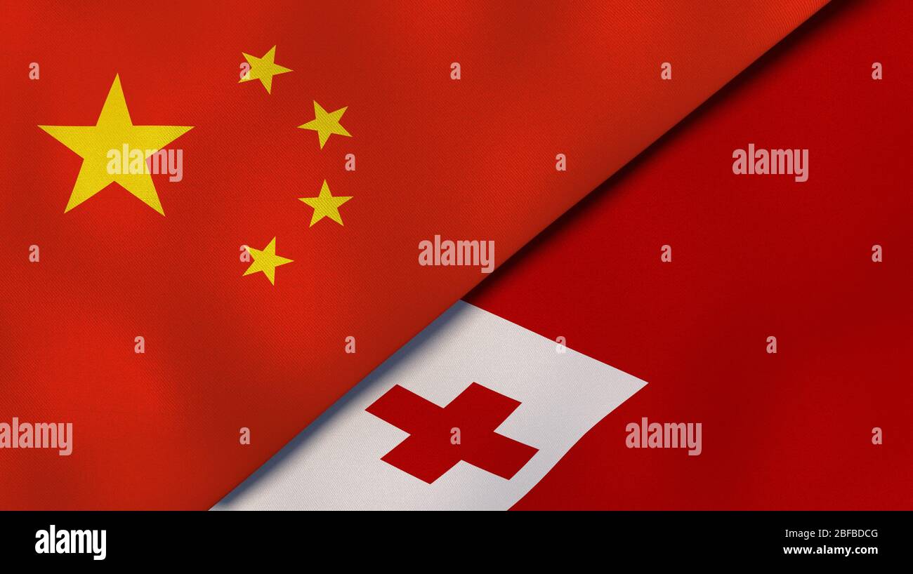 Two states flags of China and Tonga. High quality business background ...