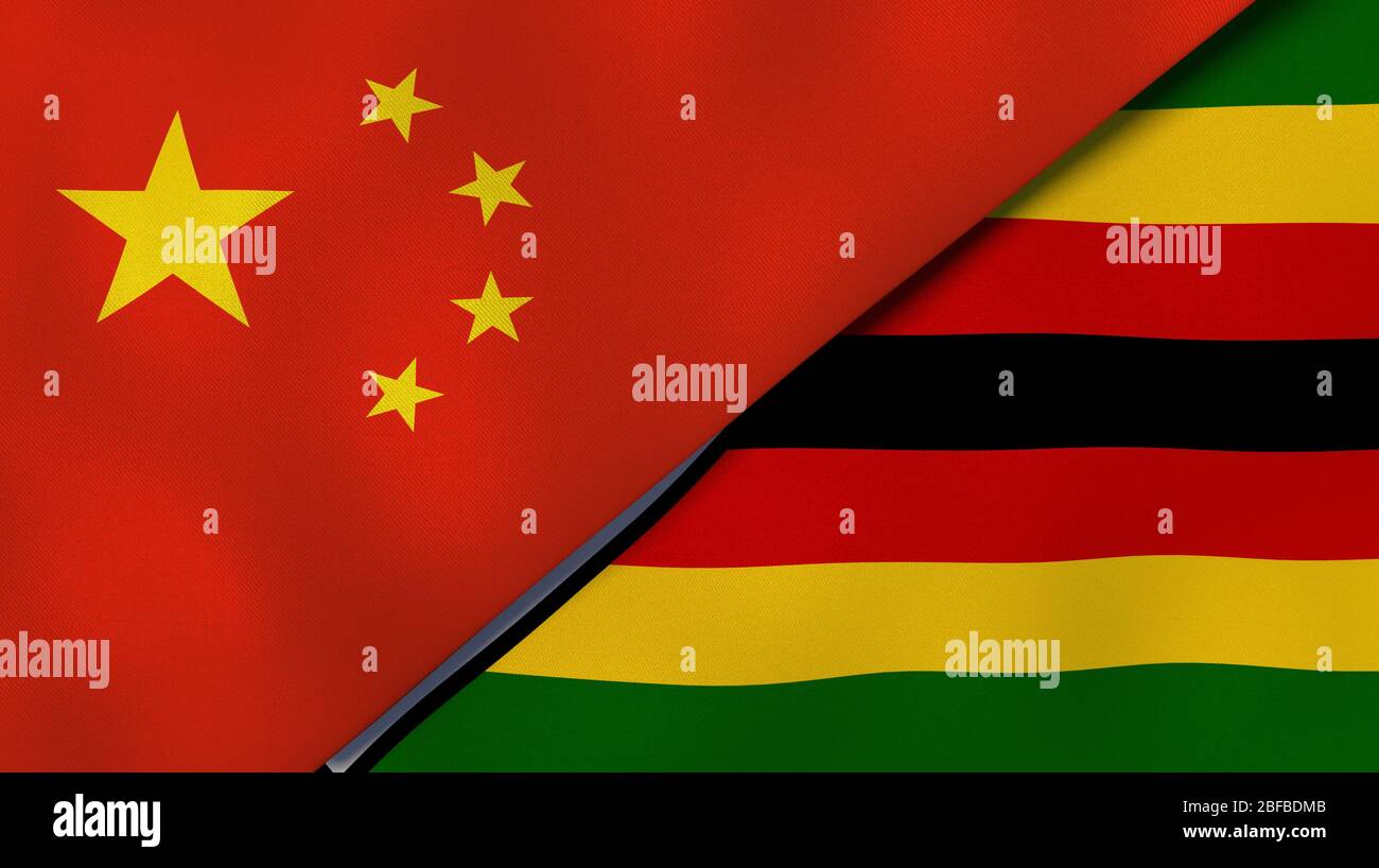 Two states flags of China and Zimbabwe. High quality business ...