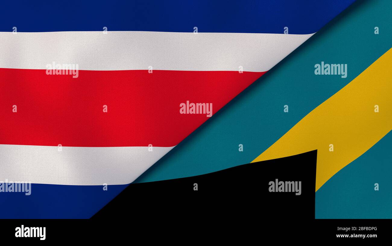 Two states flags of Costa Rica and Bahamas. High quality business ...