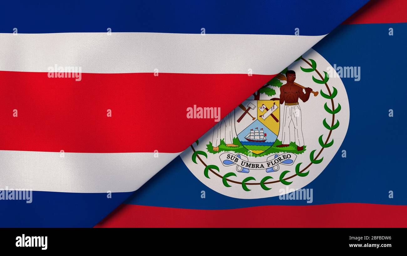 Two states flags of Costa Rica and Belize. High quality business ...