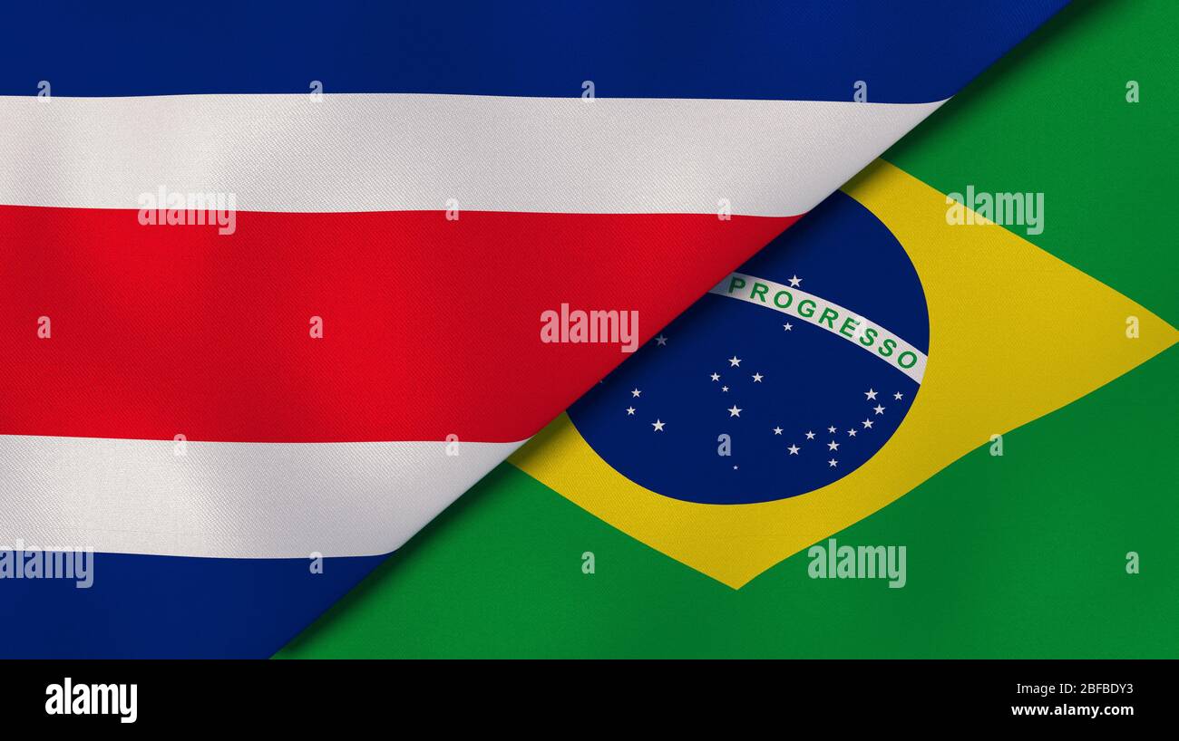 Two states flags of Costa Rica and Brazil. High quality business ...