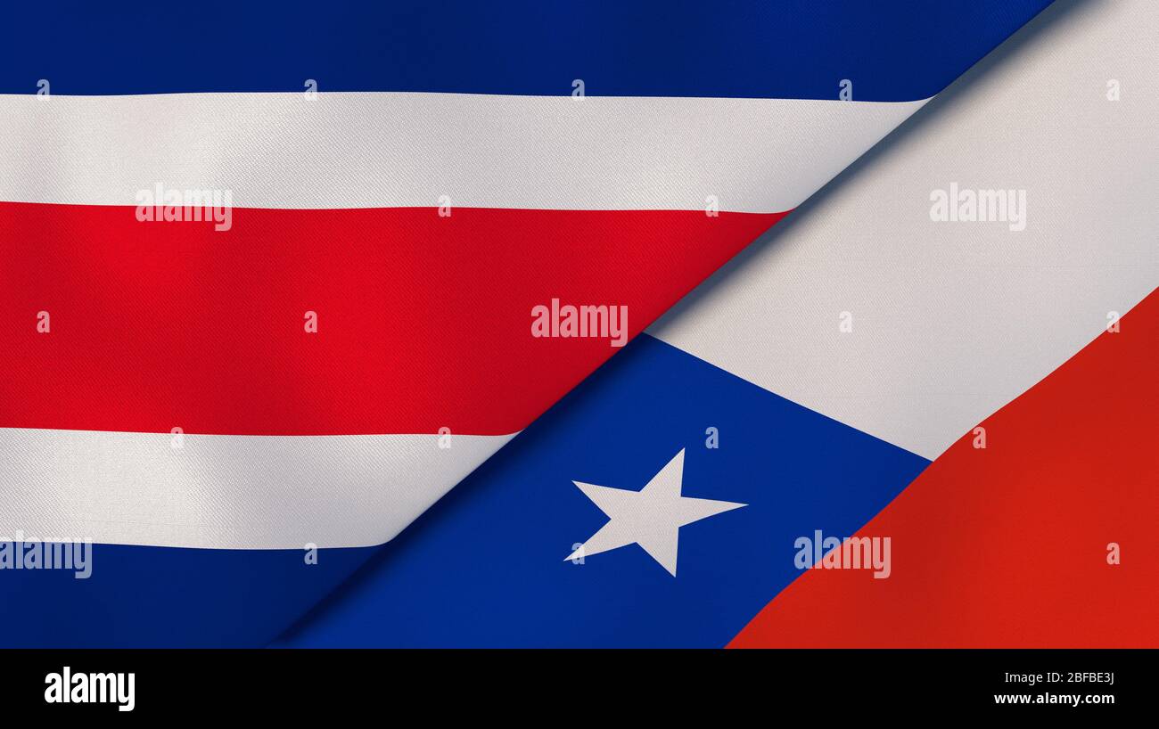 Two states flags of Costa Rica and Chile. High quality business ...