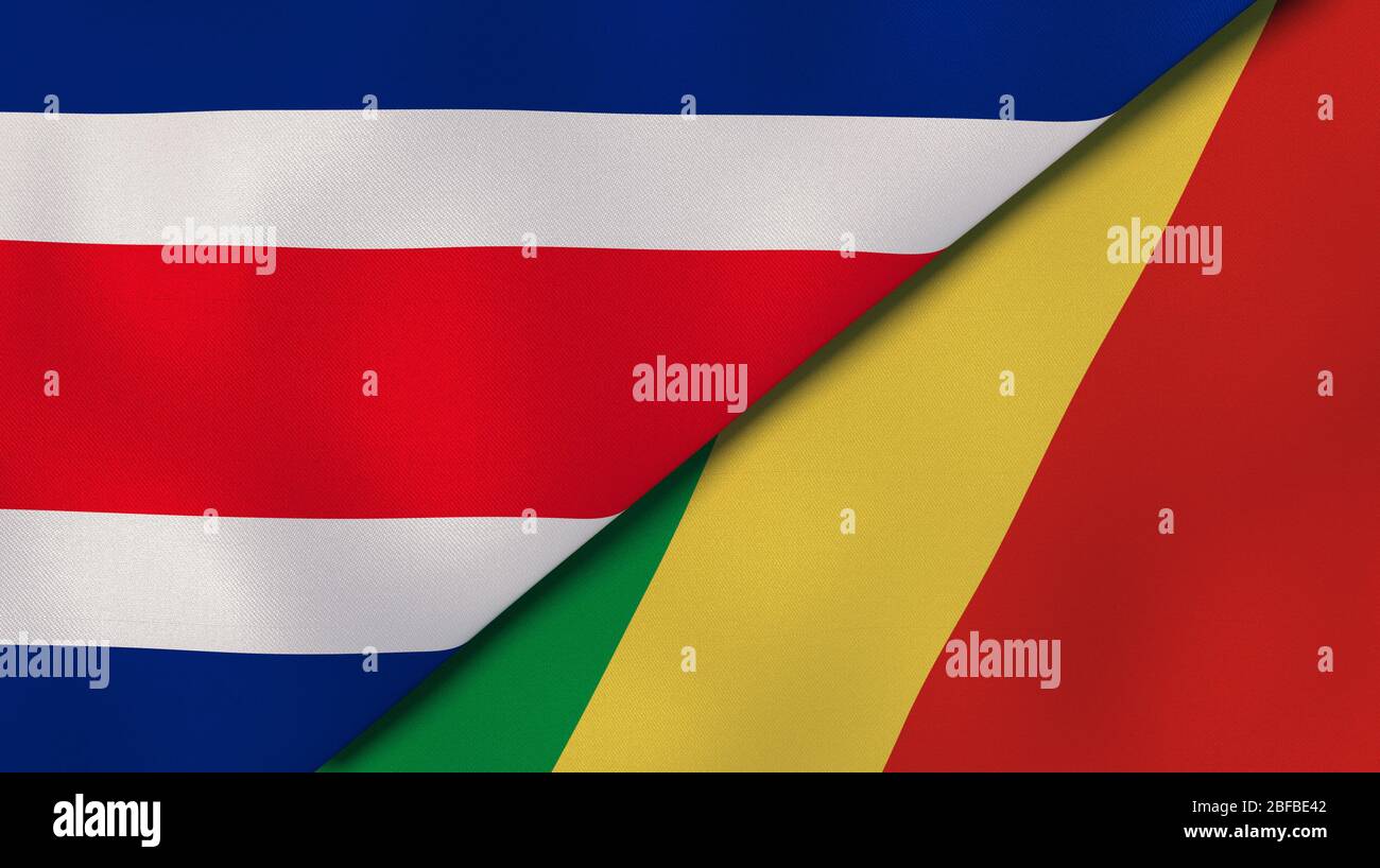 Two states flags of Costa Rica and Congo. High quality business ...