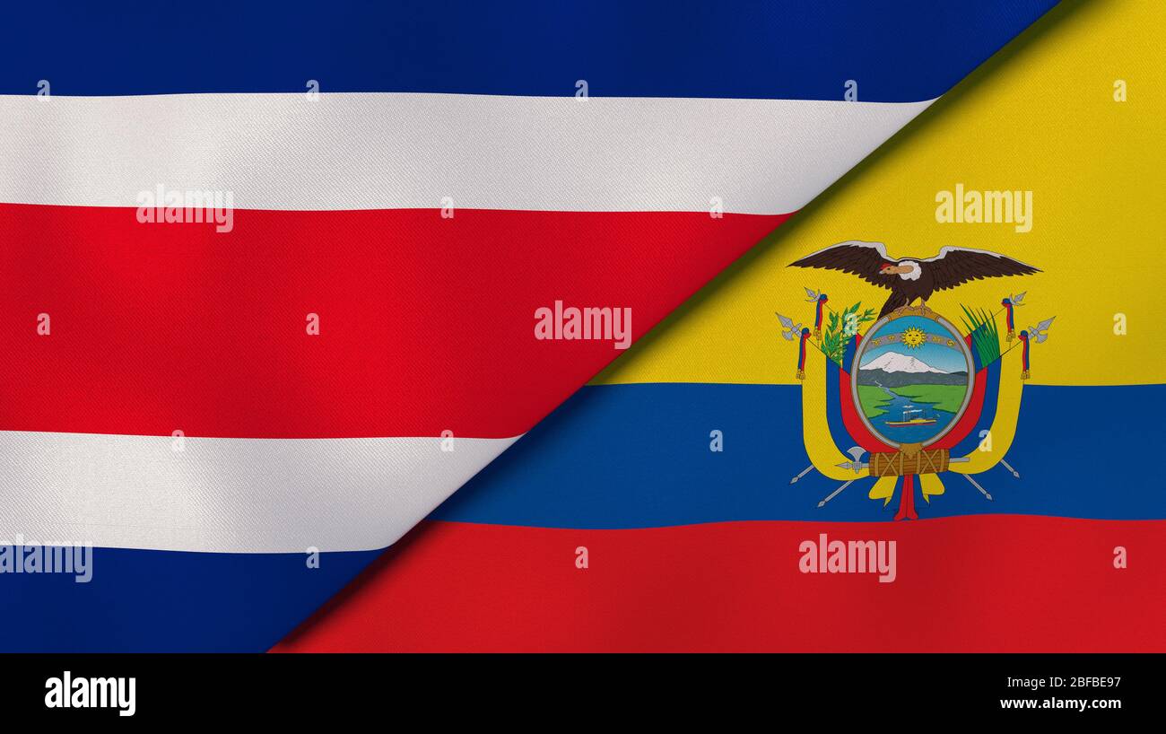 Two states flags of Costa Rica and Ecuador. High quality business ...