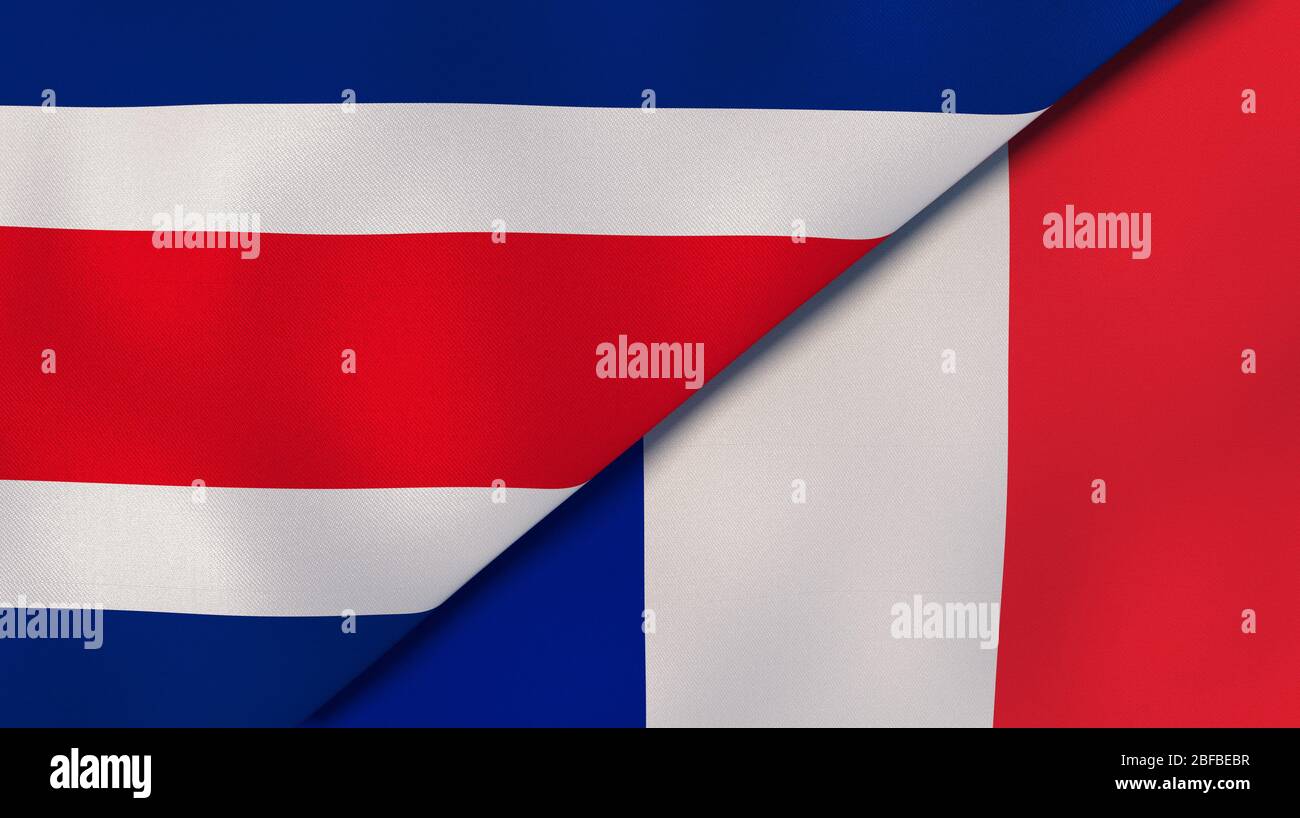 Two states flags of Costa Rica and France. High quality business ...