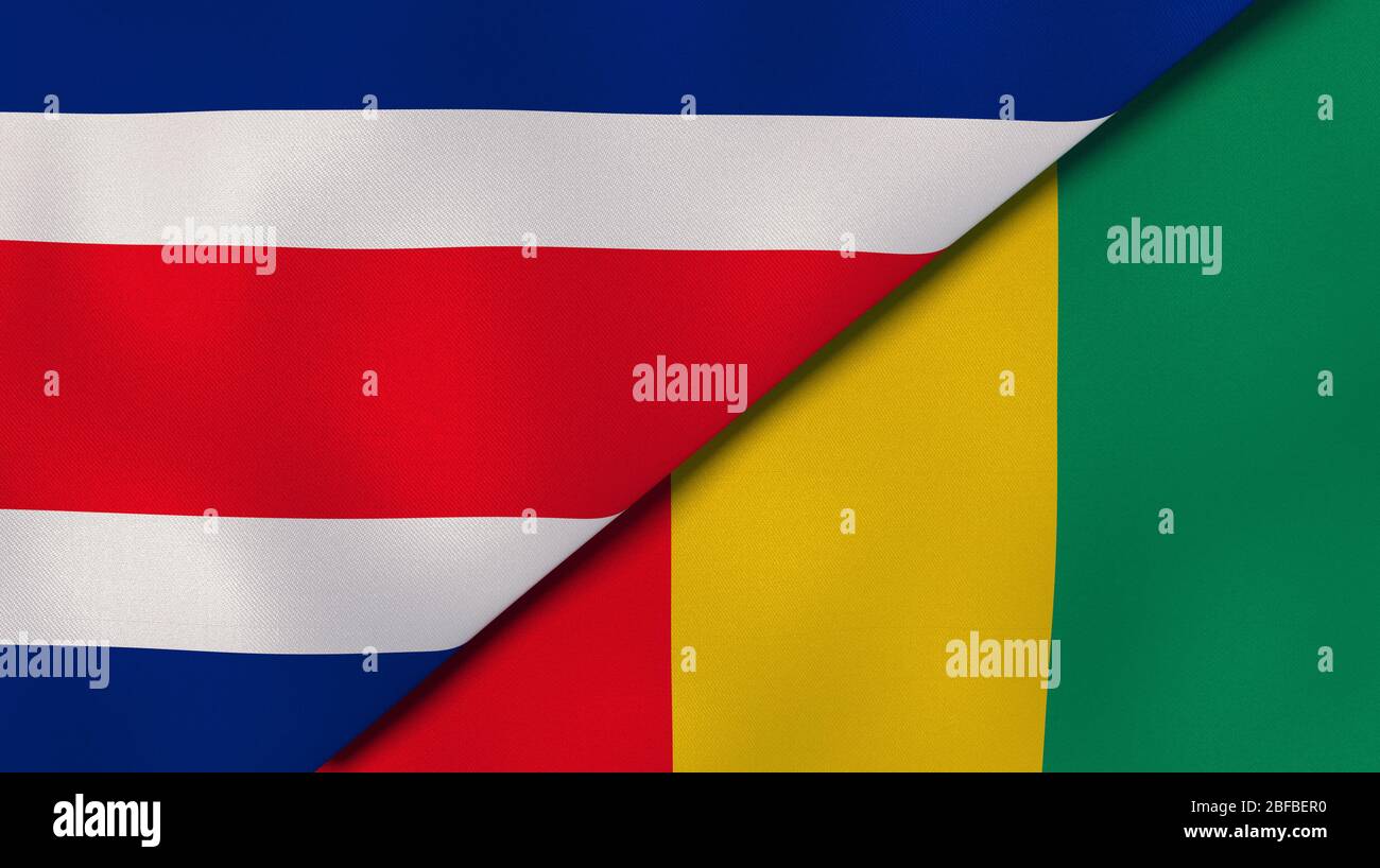 Two states flags of Costa Rica and Guinea. High quality business ...